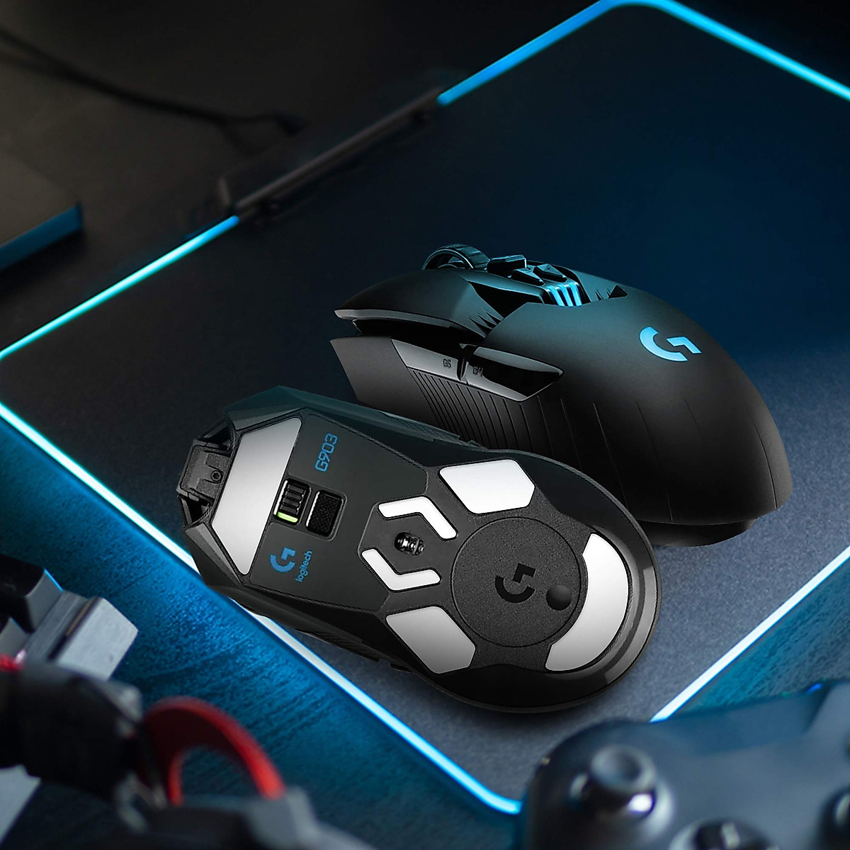 HYPERSLIDES 2Sets Rounded Curved Edges Mouse Feet, Skates, Pads for Logitech G903 Lightspeed, G903 Hero Gaming Mouse Feet Replacement (0.8mm, Smooth Glide, Pure White PTFE) Pro Performance Upgrade