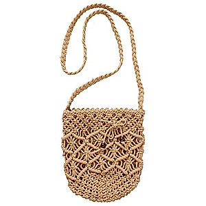 Ayliss Women Handwoven Crossbody Bag Summer Beach Woven Handmade Clutch Purse Weaving Casual shoulder Handbag(Light Brown)