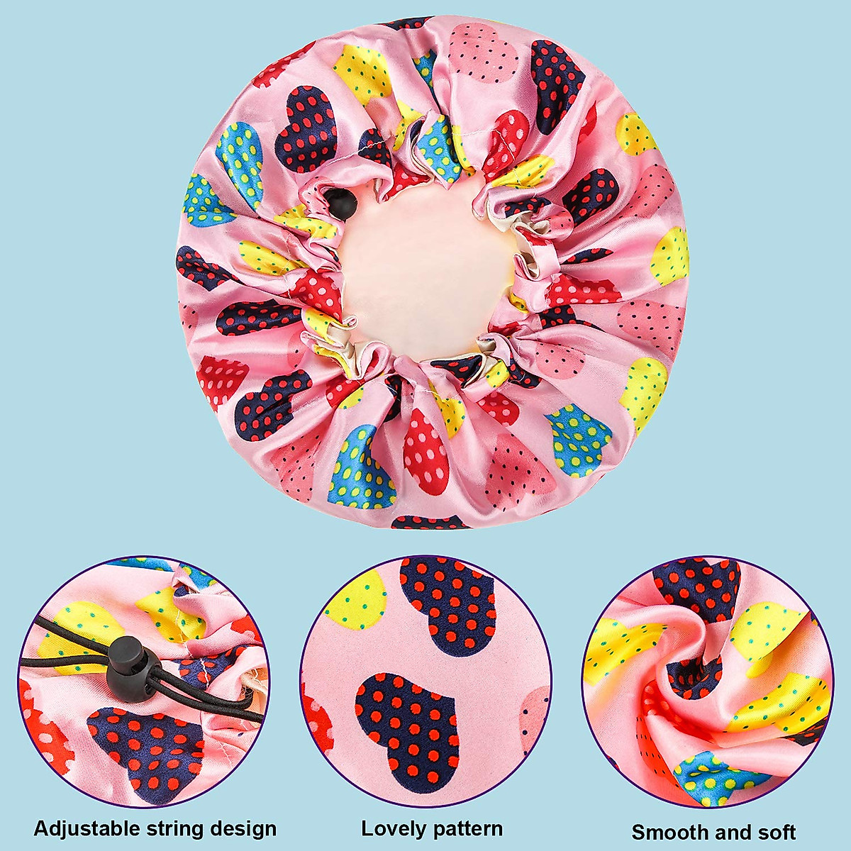 5 Pieces Kids Satin Bonnet Adjustable Baby Bonnet Sleeping Cap Soft Flower Night Hats Reversible Double Layer Satin Night Cap for Teens Toddler Children Multicoloured