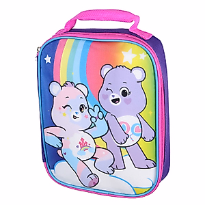 Carebears Caring Is Magic 16" Backpack Lunch Tote Water Bottle Sticker Set 5 Pc Mega Set