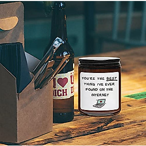Romantic Gifts for Her Him, Online Dating Gifts, Best Thing I've Ever Found Internet, Anniversary, Valentines Day, Birthday Gifts for Boyfriend Girlfriend BFF Bestie, Sandalwood Rose Candle