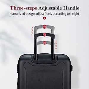 Widfre Luggage Sets 3 Pieces Carry on Suitcase Hardshell Lightweight Travel with Double Spinner Wheels Locks TSA Approved (Black)