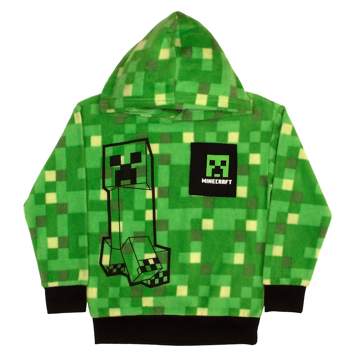 Minecraft Creeper Graphic 2-Piece Set - Boys Fleece Pullover Hoodie & Jogger Pants 2-Pack Bundle Set for Kids and Toddlers (Size 7, Green)