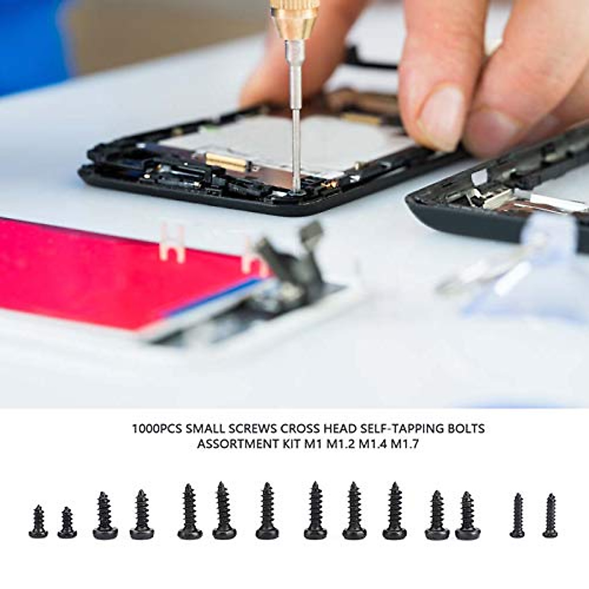 Small Screw, M1 M1.2 M1.4 M1.7 1000pcs Selftapping Screw Head Stainless Steel Rust-resistant for Laptop Repair for Phone
