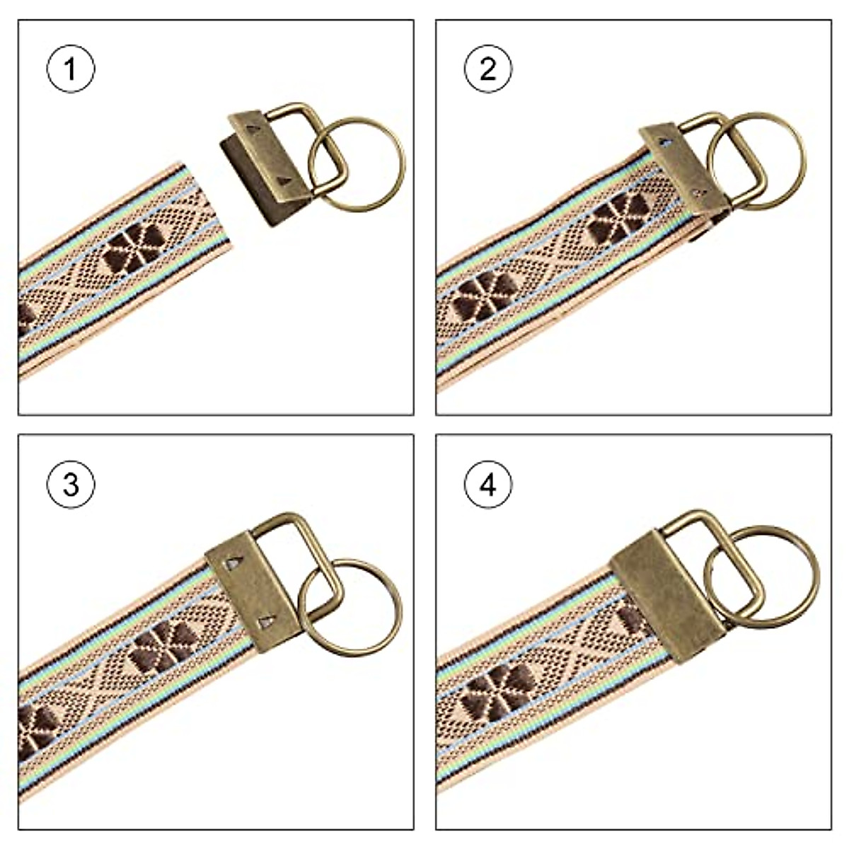 LEONTOOL 48 Pcs Key Fob Hardware Set 8 Colors Keychain Fob Hardware 1.25 Inch for Wristlet Keychain, Key Lanyard and Key Chain Making