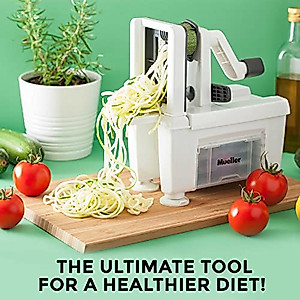 Mueller Pro Multi-Blade Spiralizer, Zucchini Noodle Maker, Vegetable Slicer Zester Chopper Dicer, ProQuality, Only Model to Make Round Veggie Pasta, Not Flat Julienne Noodles