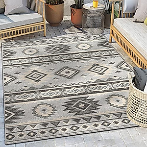 Well Woven Dorado Mamba Grey Tribal Southwestern 5'3" x 7'3" High-Low Indoor/Outdoor Area Rug