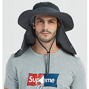 DDYOUTDOOR™ 07-281 Fashion Summer Outdoor Sun Protection Fishing Cap Neck Face Flap Hat Wide Brim (Dark Gray)
