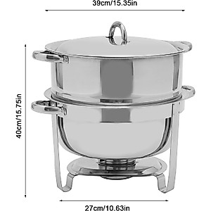 14.2 Qt 13.5L 2 Tier Chafing Dish Buffet Set with Stainless Steel Lid, Round Chafers and Buffet Warmers Sets with Food and Water Trays for Catering, Parties, Hotels and Weddings, Gold, 1 Pack