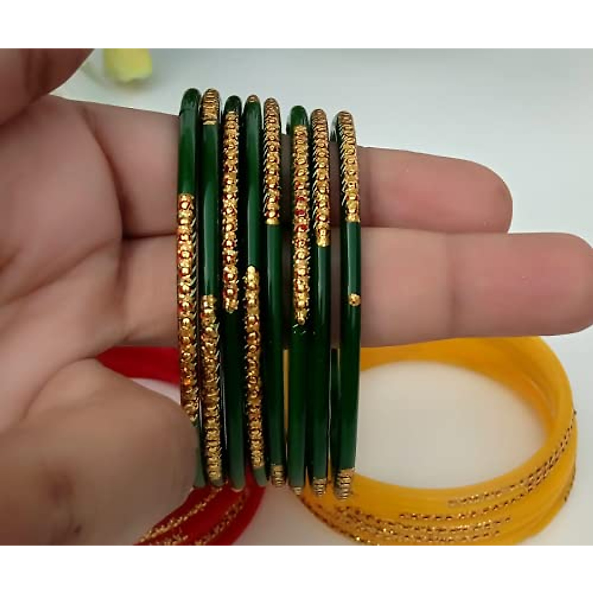 Laal Amrood Glass Bangles For Women & Girls Indian Jewelry Multi Color Chudi Set (24 Bangles)