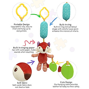 Baby Car Seat Toys, Infant Soft Plush Rattle, Cute Animal Doll,Early Development Hanging Stroller Toys for Newborn Boys Girls Gifts (5 PCS)