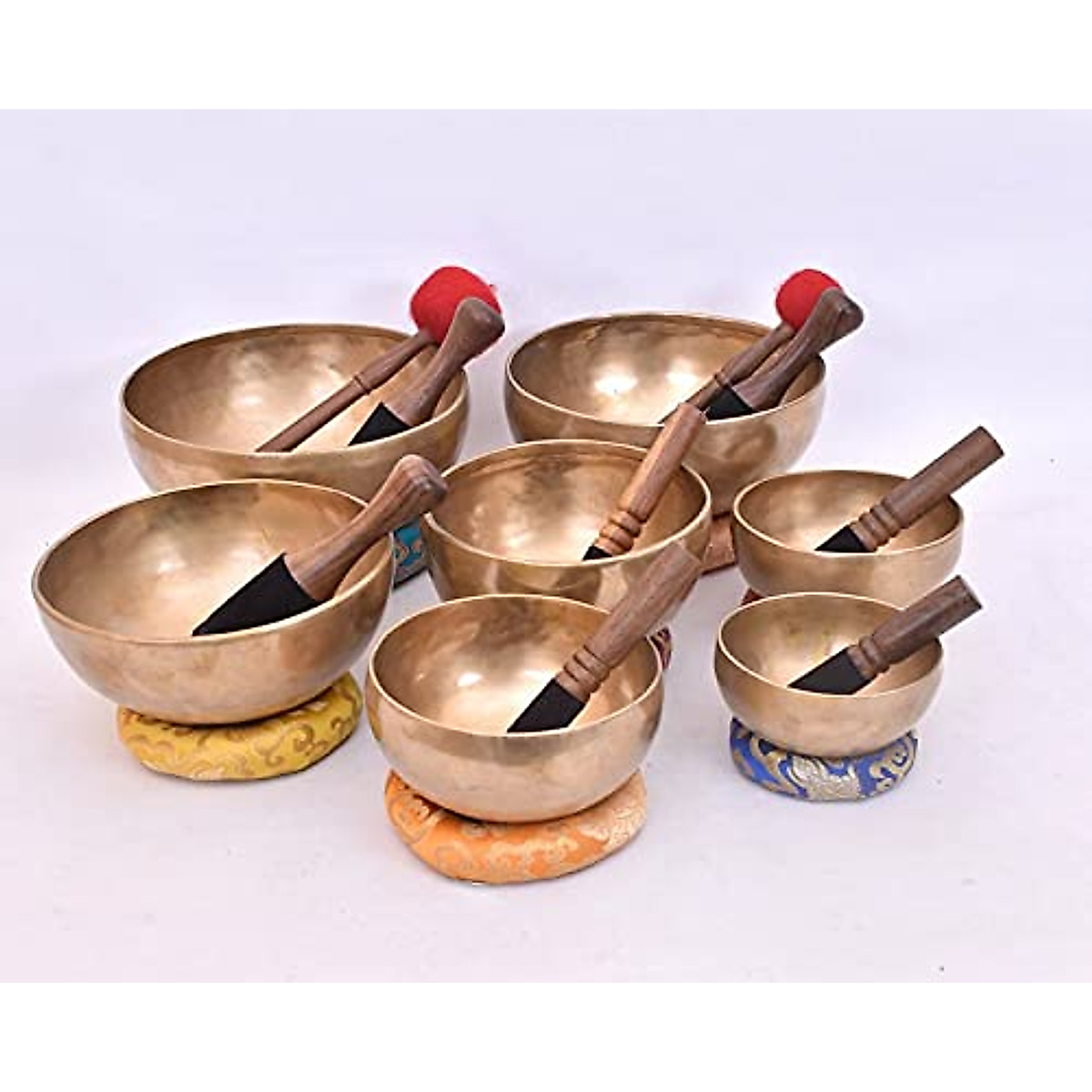 Chakra Healing Tibetan Singing Bowl - Set of 7 - Hand Hammered Tibetan Meditation Singing Bowl Nepal