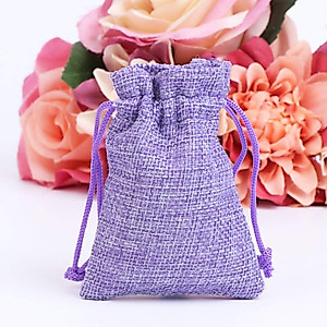 Tvoip 30Pack Burlap Bags with Drawstring Gift Bags Jewelry Pouch for Wedding Party and DIY Craft (Light Purple, 4 x 5.5 Inch)