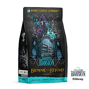 Bones Coffee Company Brownie from Beyond Whole Coffee Beans Caramel Brownie Flavor | 12 oz Flavored Coffee Gifts Low Acid Medium Roast Coffee Inspired by Disney's Haunted Mansion (Whole Bean)