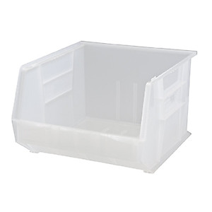 Quantum QUS270CL Ultra Stack and Hang Bin, 18" Length x 16-1/2" Width x 11" Height, Clear, Pack of 3