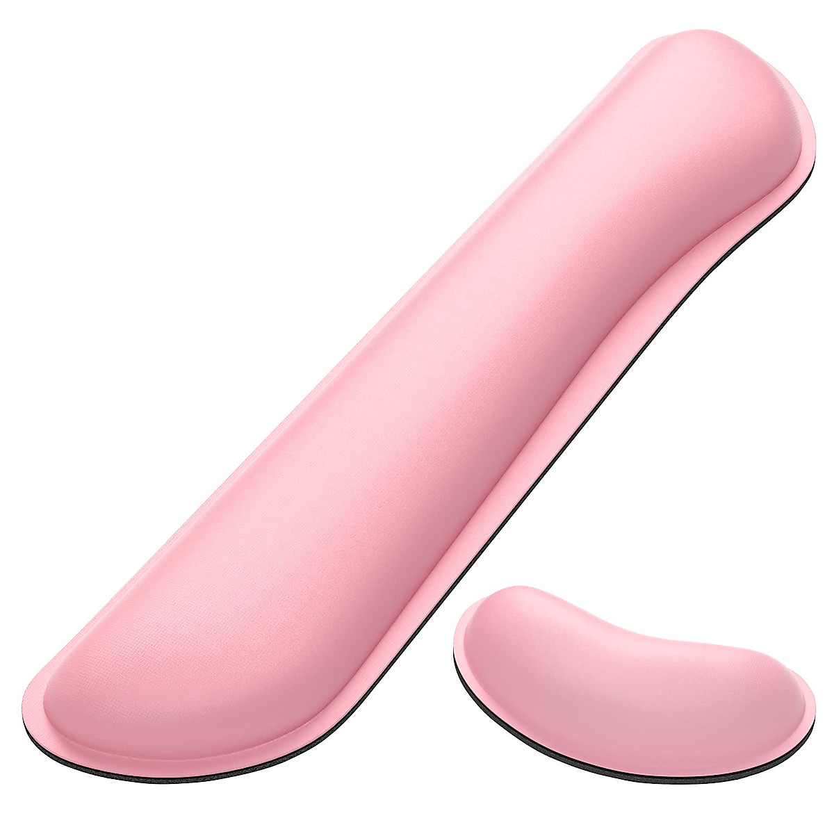 Dapesuom Keyboard Wrist Rest Set, Cute PU Leather Wrist Cushion for Computer Keyboard and Mousepad, Memory Foam Mouse Pad Rests Support with Non-Slip Base for Typing Pain Relief, Laptop, Pink