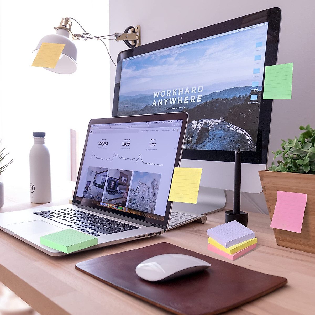 Pop Up Sticky Notes Pad, 3 in x 3 in Candy Color Easy Post Notes 6 Pad 100 Sheet/pad 600 Sheet Total, Individual Package