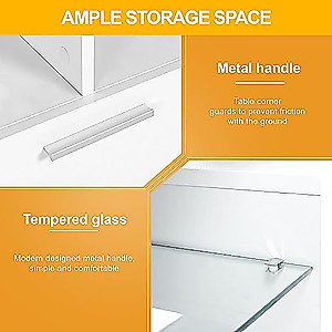 DMIDYLL Modern LED TV Stand for 50 55 65 70 75 inch TV with LED Lights and Storage Drawers, LED Entertainment Center for Living Room, Bedroom, High Gloss White TV Stand Furniture, Television Stands