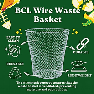 BOSS CLASS Wire Mesh Round Waste Basket, 9in (Black, Pack of 3) Lightweight Trash Can Open Top Wastebasket Recycling Bins Desk Office School Garbage Cans Home Essential & Custom Storage Carrier