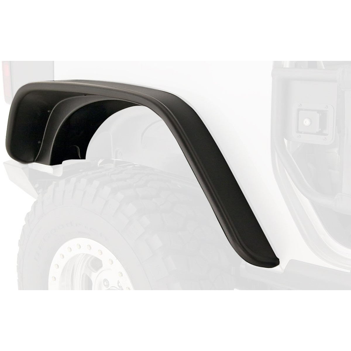 Bushwacker Jeep Flat Style Rear Fender Flares | 2-Piece Set, Black, Textured Finish | 10052-07 | Fits 2007-2018 Jeep Wrangler JK 2-Door