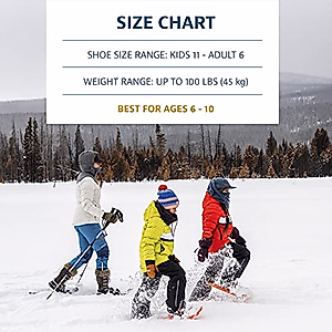 Yukon Charlie's Penguin Children's Molded Snowshoe Kit, 7-inch x 16-inch, Includes Snowshoes, Trekking Poles and Travel Bag