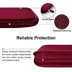AULEEP 11-12 Inch Laptop Sleeves, Neoprene Notebook Computer Pocket Tablet Carrying Sleeve/Water-Resistant Compatible Laptop Sleeve for Acer/Asus/Dell/Lenovo/HP, Wine Red