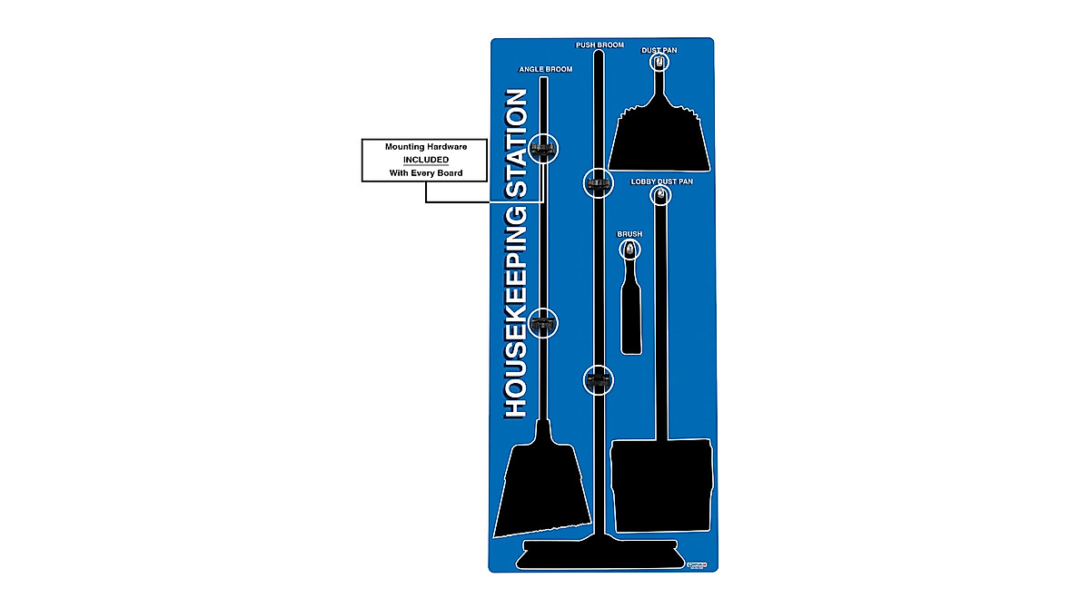 5S Housekeeping Shadow Board with Broom Kit - Organize & Visualize