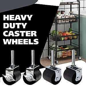 King's Brand Heavy Duty Caster Wheels for Bed Frame ~Set of 4~ (2 Locking & 2 None Locking)