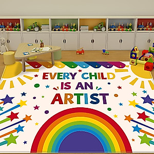 AKASISRUG Rainbow Kids Rug, Washable Colorful Area Rug for Kids Room, Non-Slip Play Mat, Baby Crawling Mat, Kids Floor Mat Carpet Ultra Soft Play Rug for Classroom Playroom Bathroom (78.7X59 INCH)
