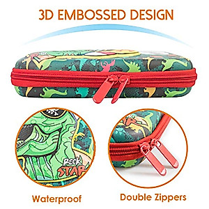 Pencil Case EVA T-rex Dinosaur Pen Pouch Holder Bag Big Capacity Desk Organizer Storage Marker Box Stationary Double Zippers for School Office Students Teen (Green)