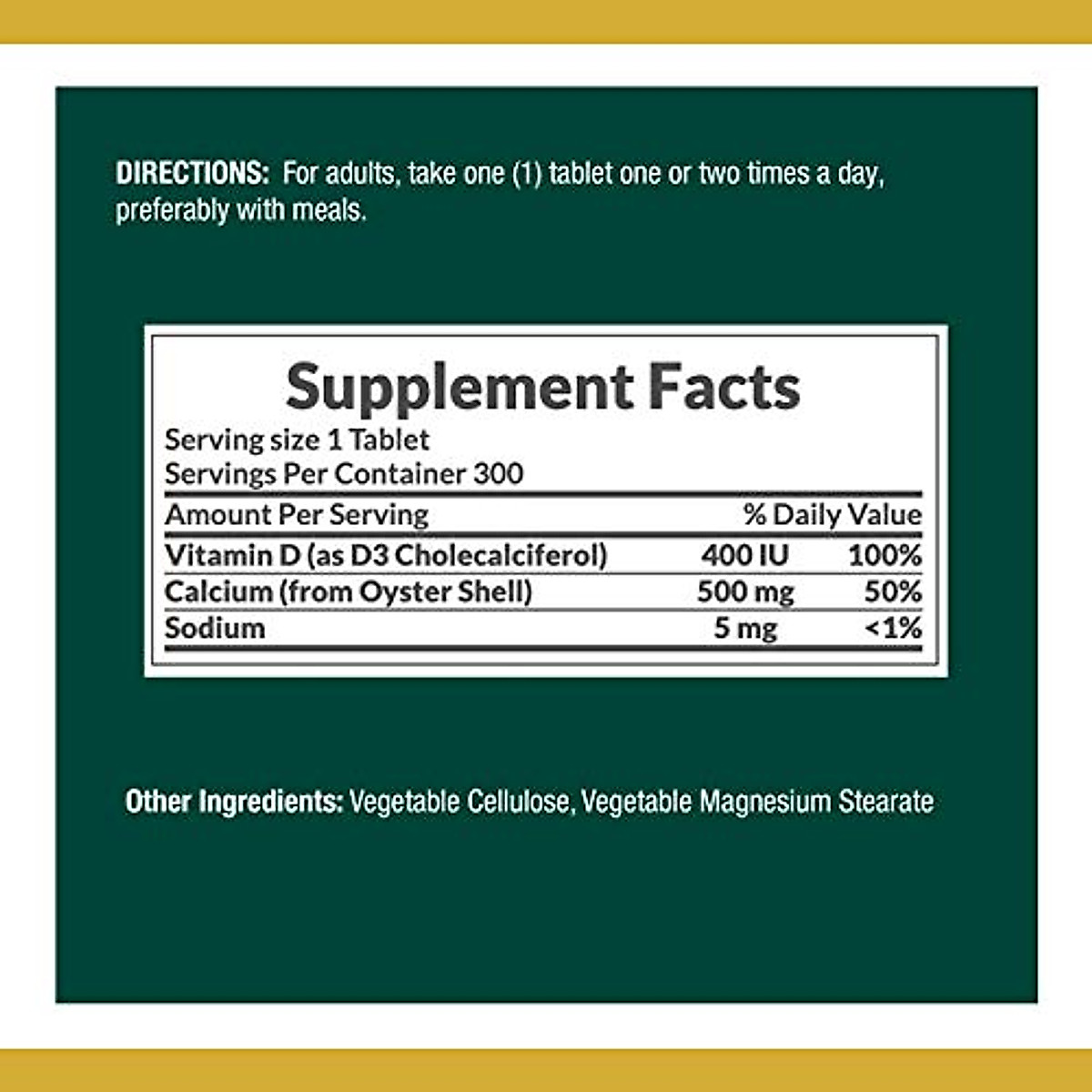 Nature’s Bounty Calcium Plus 500 mg Vitamin D3, Immune Support & Bone Health, 300 Tablets