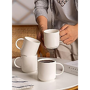 Sweese 616.001 Stackable Coffee Cups - 10 Ounce for Specialty Coffee Drinks, Cappuccino, Cafe Mocha, Latte and tea, Set of 6, White