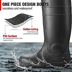 Goldblatt 100% Waterproof Rubber Boots, All-Purpose Galoshes, Mud/Muck/Construction Rubber Work Boots, Black PVC, Size 10