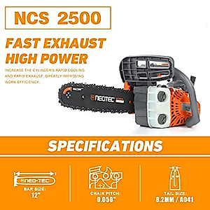 NEO-TEC 12'' Top Handle Gas Chainsaw,2-Stroke 25.4cc Portable Chain Saws for Trees Gas Powered Wood Cutting