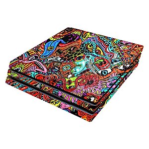 MightySkins Carbon Fiber Skin for Sony PS4 Pro Console - Acid Trippy | Protective, Durable Textured Carbon Fiber Finish | Easy to Apply, Remove, and Change Styles | Made in The USA