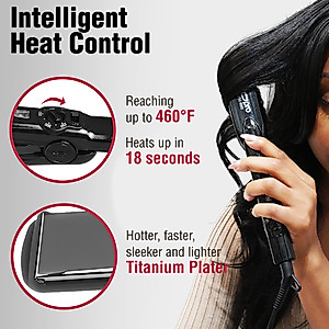 RED by KISS Pro Titanium 1 1/2 Inch Flat Iron Heats Up to 460°F Silky Straight, Frizz-Free Results