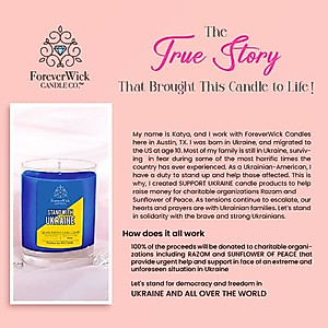 I Stand with Ukraine Candle | ForeverWick Diamond Candle to Support Ukraine | 100% Donation Candle | Ukraine Flag On Every Candle | Ukraine Support Candles | Blue 14oz Soy Wax Candle