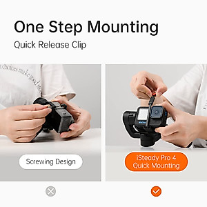 hohem iSteady Pro 4 Gimbal Stabilizer Compatible for GoPro 11/10/9/8/7 Insta360 One R DJI OSMO Action,3-Axis Action Camera Gimbal with Splash Proof 14H Battery Video Stabilizers