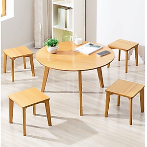 ZABEES Foot Rest Stool Household Kitchen Stool Multifunctional Thickened Bamboo Stool Dining Chairs Low Stools for Dorm Living Room Bedroom Padded Seat