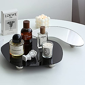 Irregular Acrylic Tray Set, Each Set Contains 1 Black Tray and 1 Silver Tray, Each Tray has 3 Stainless Steel Ball feet, Jewelry Tray, Cosmetics Tray,Aroma Oil Tray,Perfume Tray,Snack Tray