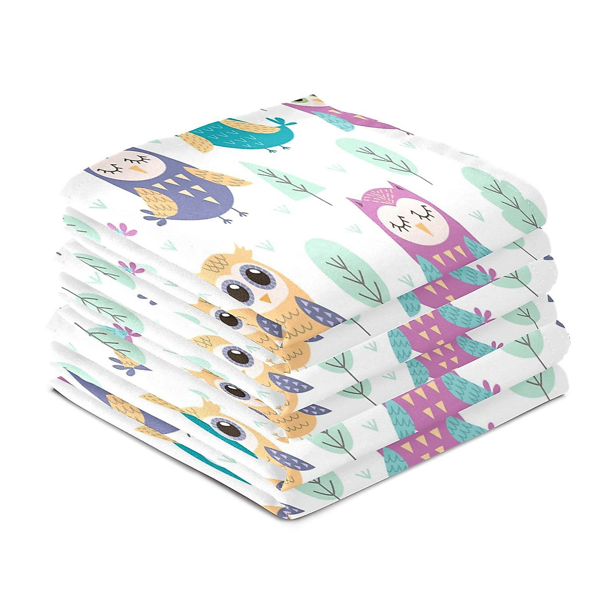Kigai 6 Pack Tree Cute Owl Kitchen Towels Soft Highly Absorbent Dish Towels Reusable Tea Towels Set 28 x 18 Inch
