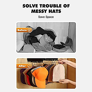 DIGHEIGG Hat Organizer for Baseball Caps, Hat Rack Hat Hangers for Closet with 10 Large Holder Clips for Beanie, Accessories (2 Pack) Black