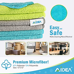 AIDEA Microfiber Cleaning Cloths-50PK, Softer Highly Absorbent, Lint Free Streak Free for House, Kitchen, Car, Window Gifts(12in.x12in.)