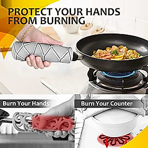 Pillercules Silicone Trivets for Hot Dishes Pots and Pans, Silicone Pot Holders Hot Pads for Kitchen Counter, Silicone Trivet Mat Hot Plates to Protect Table, Grey Trivet Set of 3, Gray