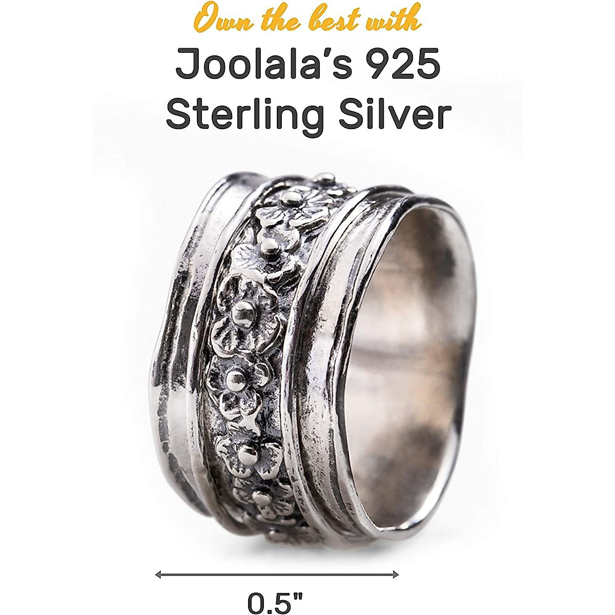Joolala Sterling Silver Women’s Ring – 925 Silver Rings for Women – Elegant and Stylish Design – Various Models – Gorgeous Oxidized Finish – Ideal Promise Ring, Anniversary (10)