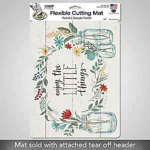 CounterArt Blooming Thoughts Designer Flexible Plastic Cutting Board Mat, 15" x 11.5", Made in the USA, Decorative, Flexible, Easy to Clean