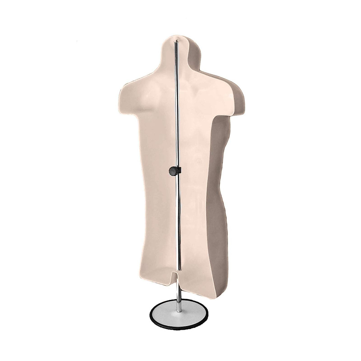 DisplayTown Flesh Male + Flesh Female Dress Form Mannequin Hip Long Hollow Back Body Torso Set w/Metal Stand with Metal Pole & Hanging Hook, S-M Sizes