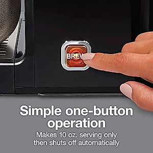 Proctor Silex Single-Serve Coffee Maker Compatible with Pod Packs and Grounds, 40 oz. Reservoir Makes Four 10 oz. Cups Without Refilling, Black & Stainless Steel (49919)