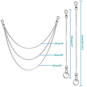 Anezus 3pcs Belt Chain, Pocket Chain, Chains for Wallet, Pants, Jeans, Goth Accessories for Eboy, Egirl, Men and Women