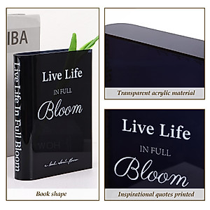 Fixwal Acrylic Book Vase for Home Decor, Modern Book Flower Vase, 6x8 Inches Artistic Irregular Clear Book Vase for Home Bedroom Office Bookshelf Decor (Grey)